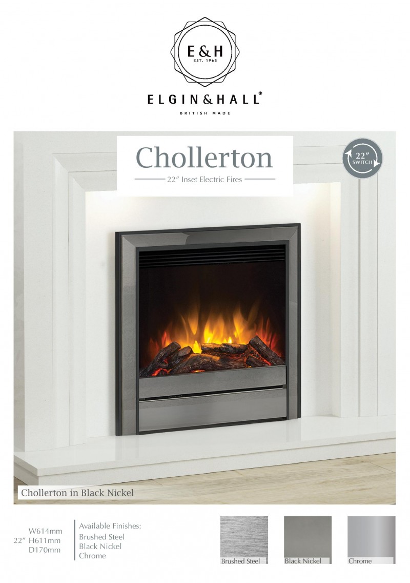 Elgin & Hall 22” Chollerton Electric Fire with Chollerton fascia